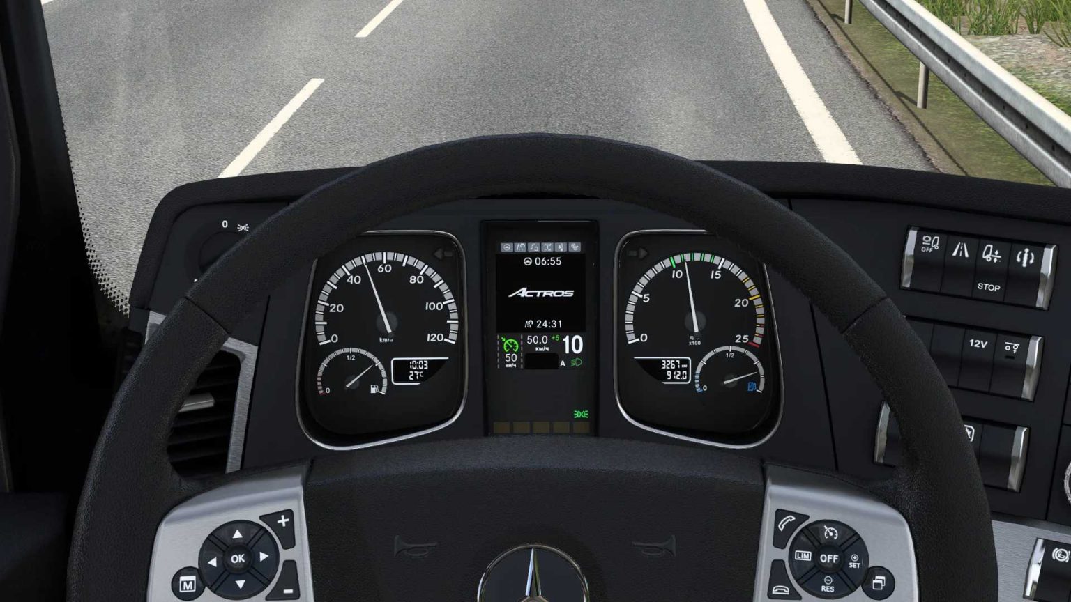 Mercedes-Benz Actros MP4 Ulepszona deska rozdzielcza v1.1 ETS2 - ETS2 ...