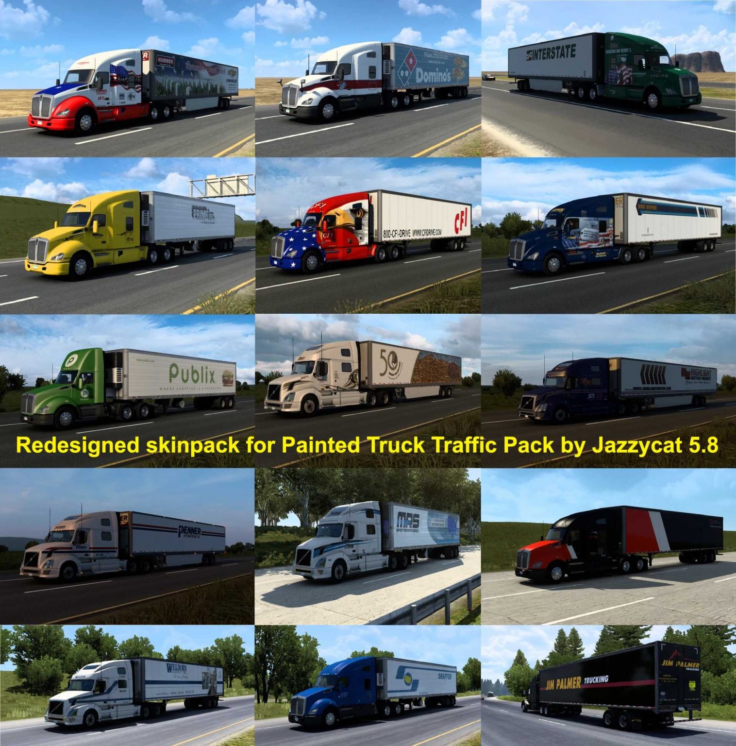 Przeprojektowany pakiet skórek dla pakietu Painted Truck Traffic autorstwa Jazzycat 1.47 ATS ...