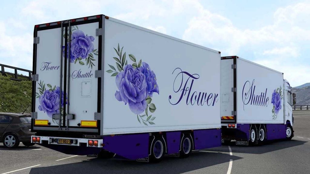 Scania S500 Flower Shuttle+Przyczepa v2.3 1.53 ETS2 - ETS2 Mody | ATS Mod