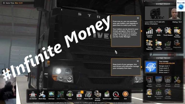 Infinity Money i XP 1.55 ETS2 - ETS2 Mody | ATS Mod